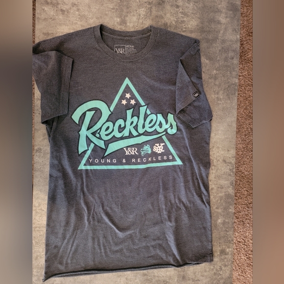Young & Reckless | Shirts | Young Restless Medium Charcoal W Aqua Graphic Mens Tee | Poshmark